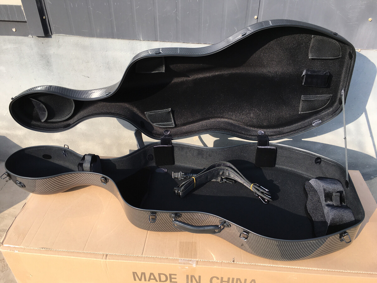 Black Advance Cello Case 4/4 Carbon Fiber Cello Box 2 wheels Strong ...