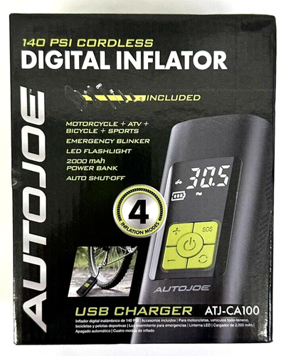 AutoJoe ATJ-CA100 Cordless Digital Air Pump Inflator Power Bank for ...