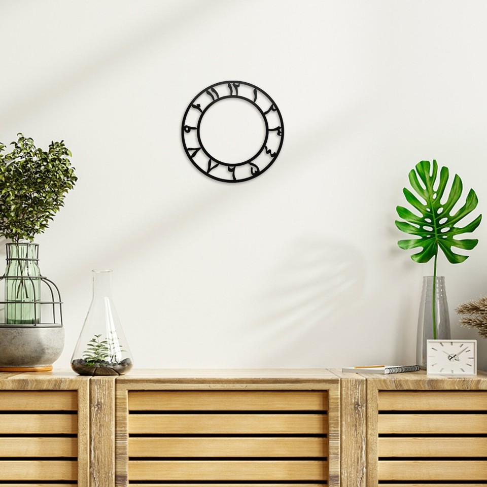2 Pcs Black Acrylic Mirror Clock Face Sticker Round Wall Decals 25 cm ...