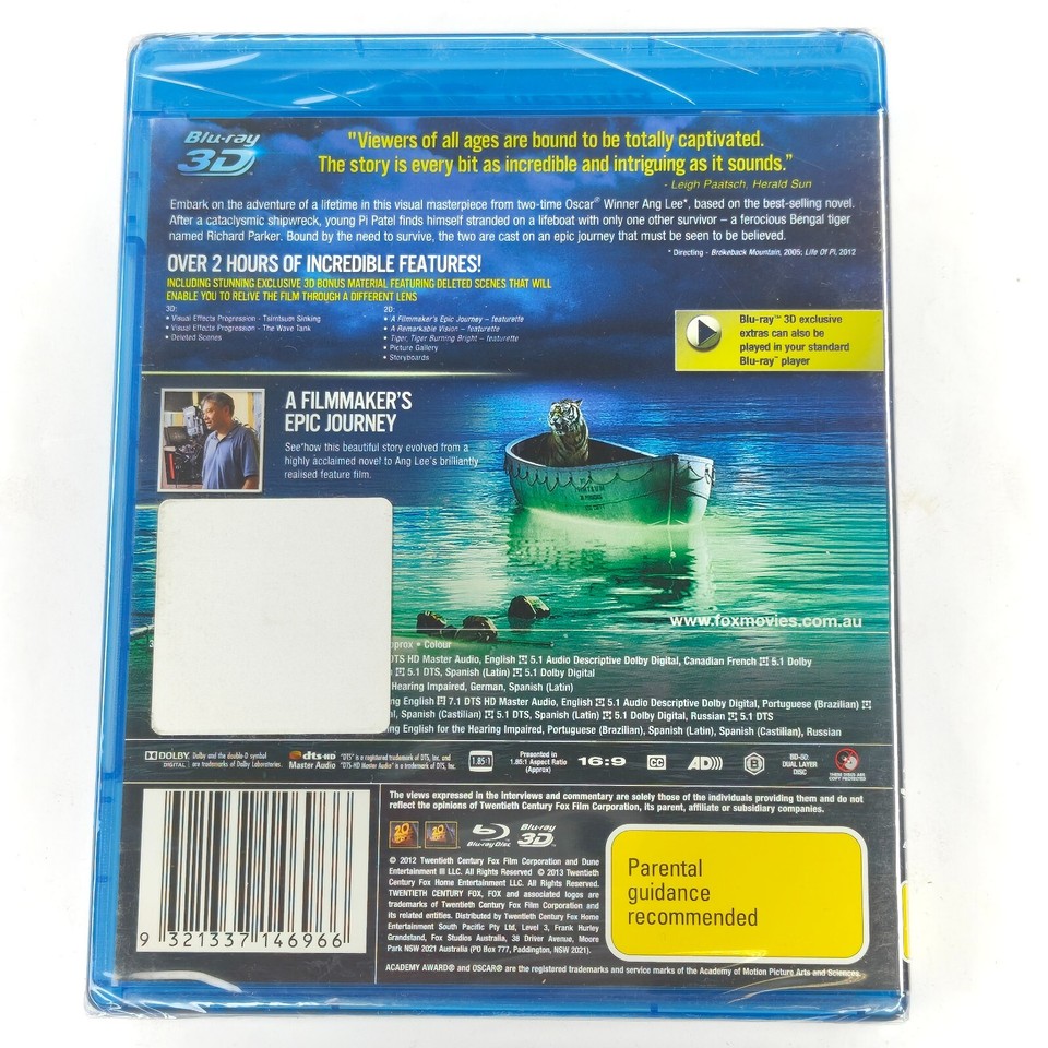 Life of Pi 3D - Blu-Ray - New Sealed - Region B | eBay