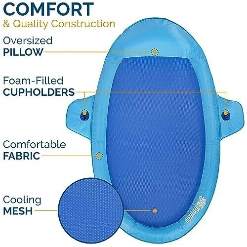 Spring Float SunCatcher Pool Lounge Chair with Hyper-Flate Valve, Blue ...