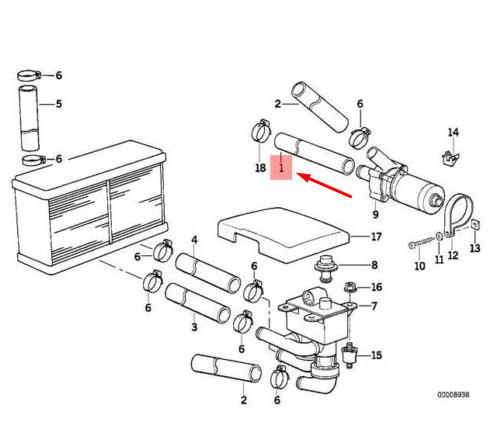 NEW BMW 8 E31 COUPE WATER HOSE INLET 64211383350 1383350 ORIGINAL | eBay