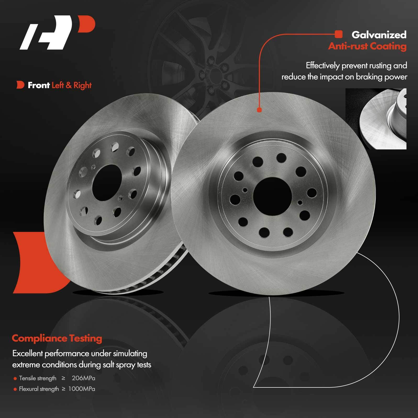 2x 334mm Front Side Disc Brake Rotors= for Lexus LS460 2007 2008 2009 ...