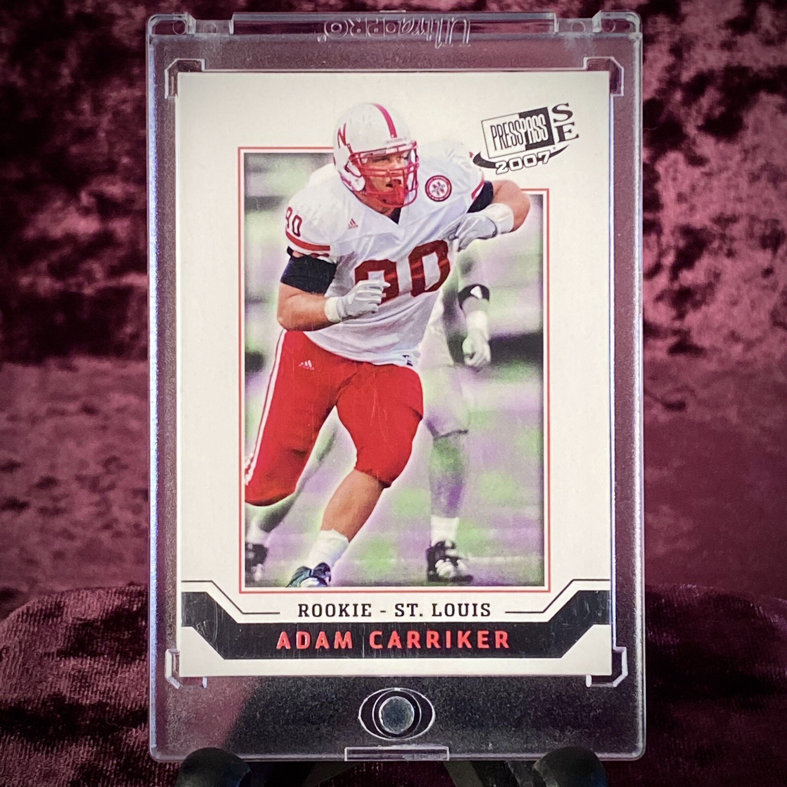 Adam Carriker 2007 Pass SE RC #22 MINT Nebraska Legends Jersey LA Rams ...