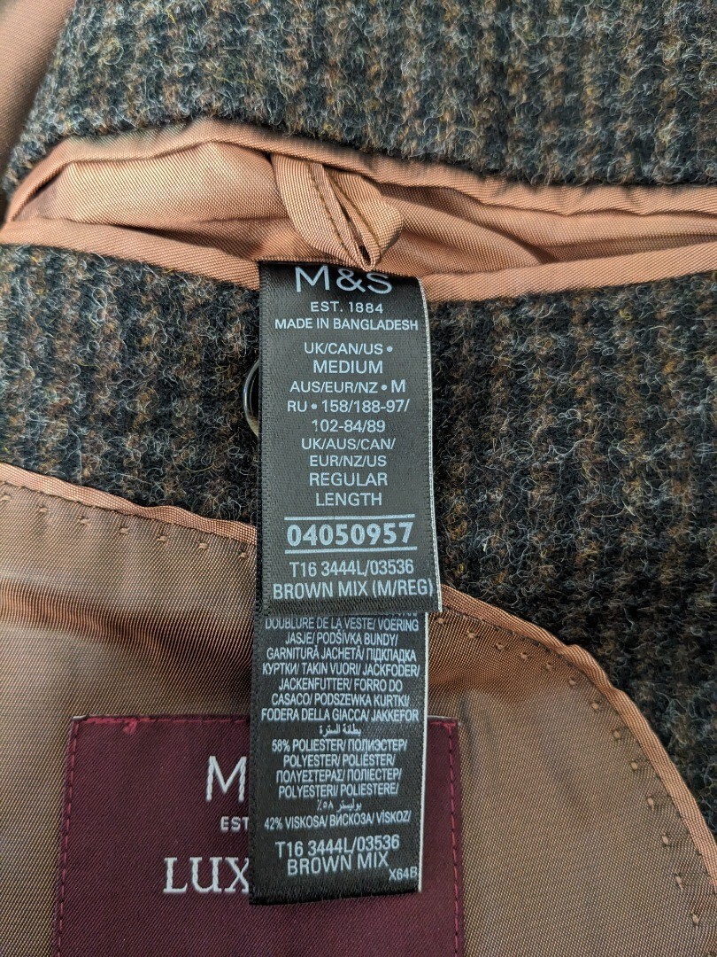 Marks & Spencer Moon Yorkshire Tweed Jacket 100% Wool Brown - Size M | eBay UK