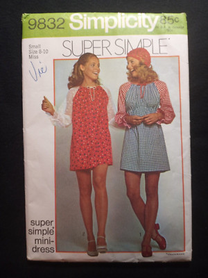 Vintage Retro 1970s Mini Dress Raglin Sleeves Super Simple Small ...