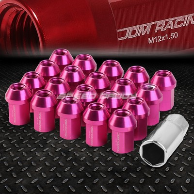 JDM CLOSE-END ALUMINUM PINK 20 LUG NUTS SET+ADAPTER M12X1.5 25MM OD ...