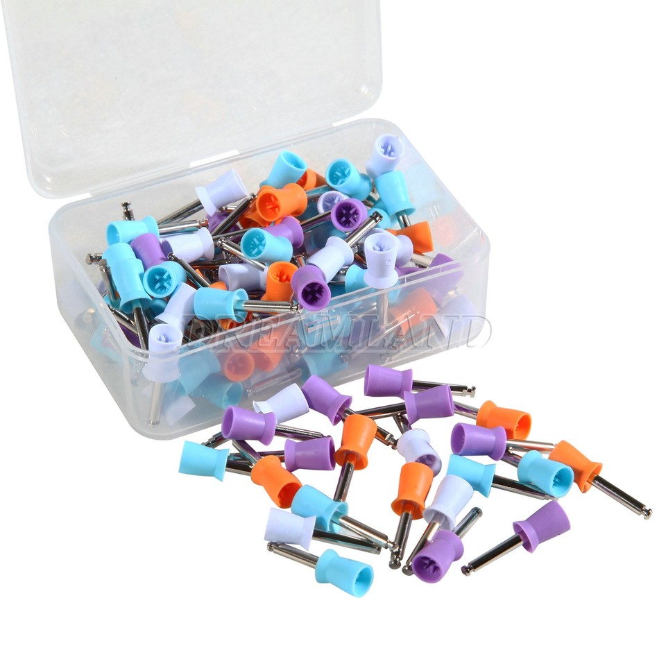 100pcs Dental Rubber Polishing Brush Polisher Prophy Cup for Low Speed ...
