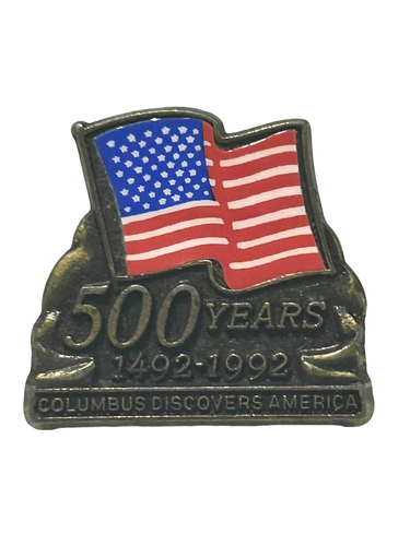 Columbus Pin Discovers America 500 Years 1492 1992 USA America Flag ...