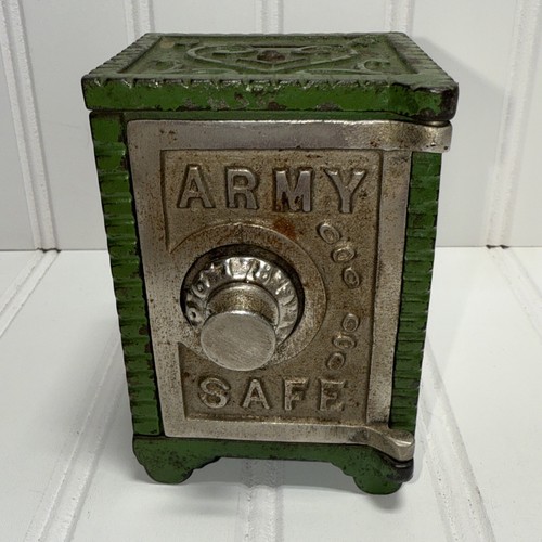 Rare Vintage Antique Army Safe Figural Toy Coin Piggy Bank Kenton Old ...