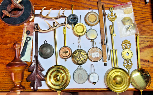 Lot OF Antique/Vintage Clock Pendulums, Weights, Rods, Bobs & Parts | eBay