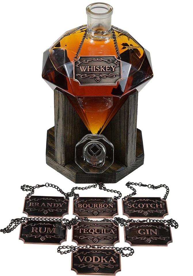 Gorgeous Liquor Decanter Tags Labels Set of 8 Dark Copper w Adjustable ...