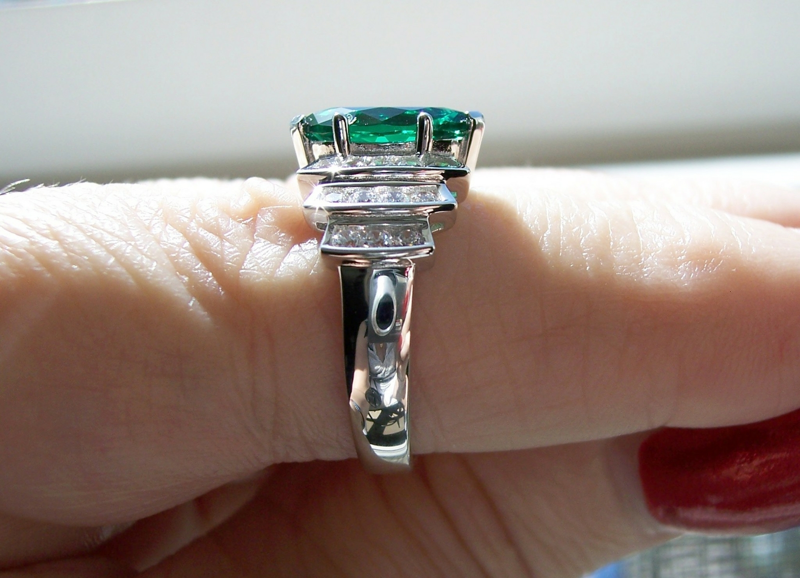 Marquise Simulated Emerald CZ Ring Stair Step Design 925 Sterling ...
