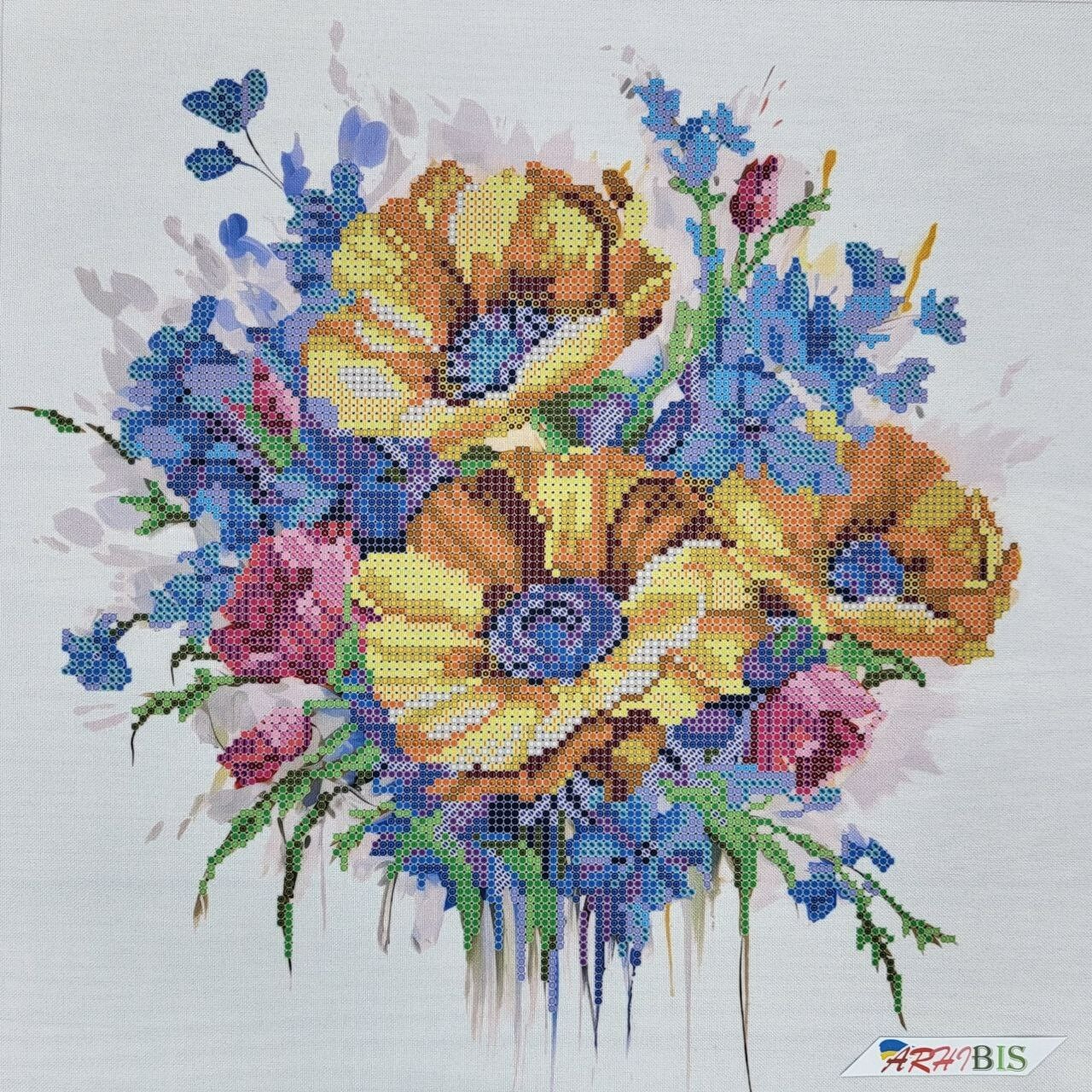 Bead Embroidery Kit Ukrainian Flowers DIY Craft Kit Stamped Embroidery ...