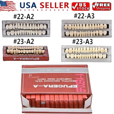 5 Sets Dental Acrylic Resin Denture Shade A2 A3 Full Set False Teeth ...