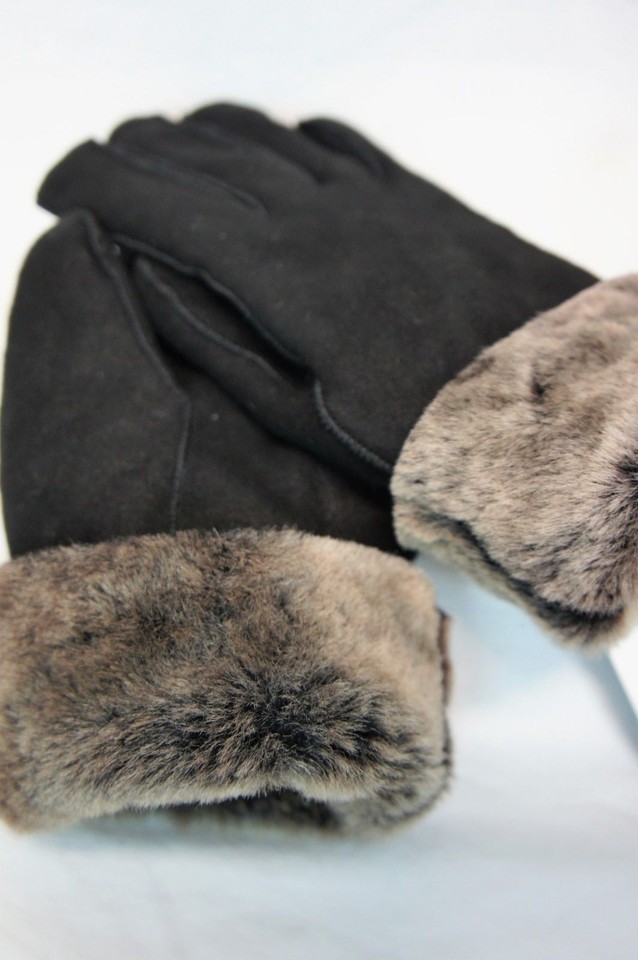 REAL GENUINE SHEEPSKIN SHEARLING LEATHER GLOVES UNISEX Fur Winter 2 ...