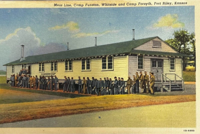 Mess Line, Camp Funston, Whit side and Camp Forsyth, Fort Riley, Kansas ...