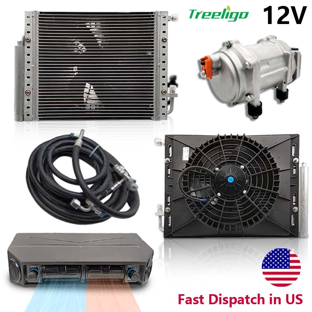 12V Electric Car Air Conditioner Unit Underdash AC Compressor Kit Heat ...