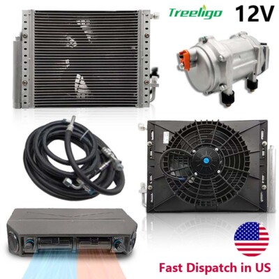 12V Electric Car Air Conditioner Unit Heat&Cool Universal AC Compressor ...