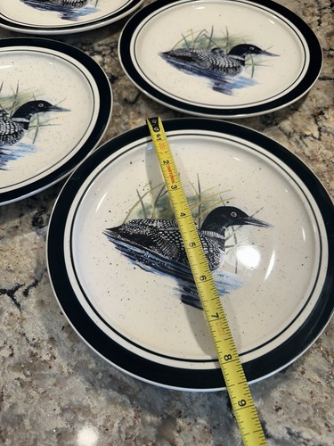 FOLKCRAFT LOON LAKE By Scotty Z Salad Plates SET OF 4 Mom & Baby Black ...