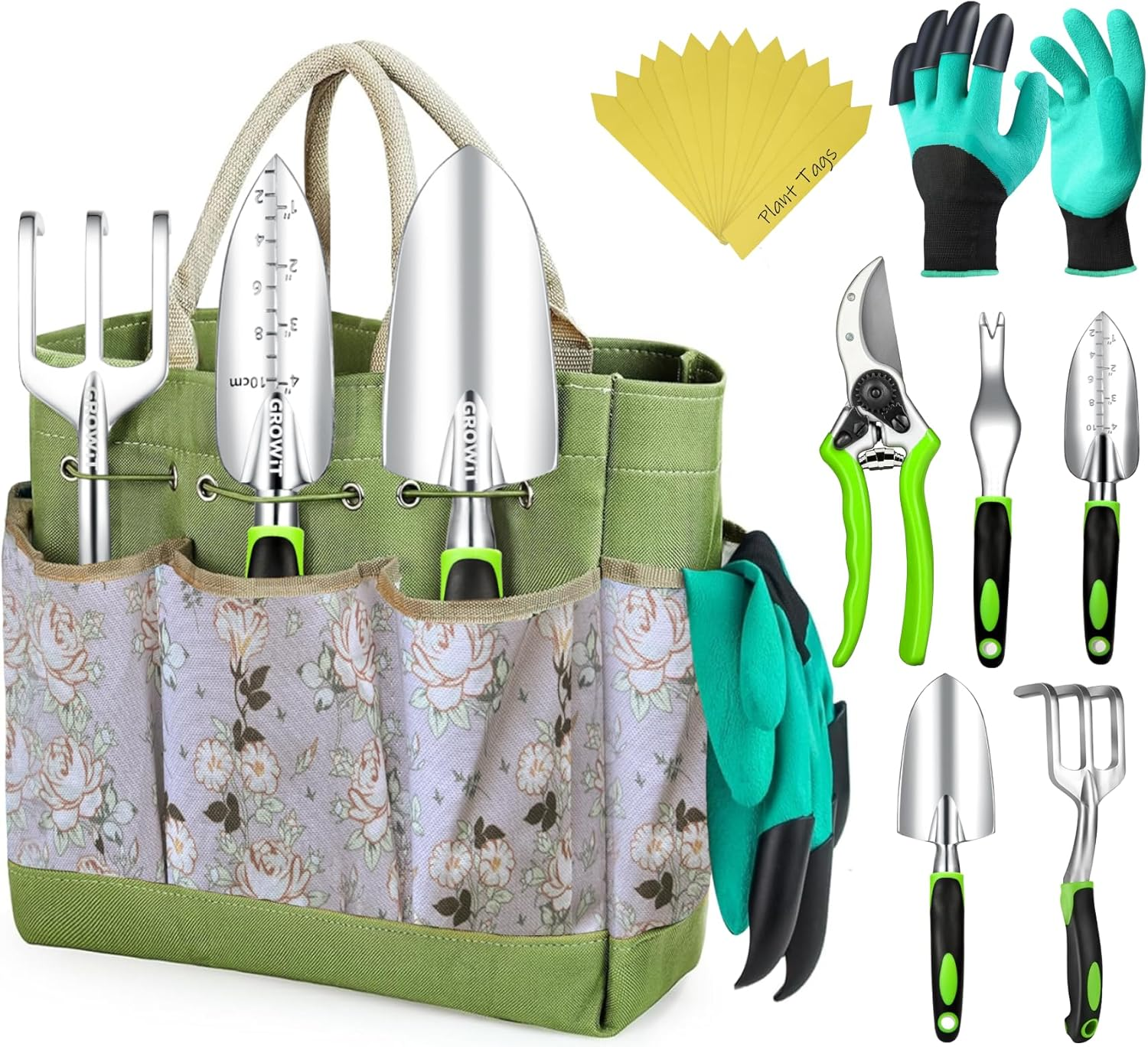 Heavy Duty Garden Tools 22 Pieces Floral Set - Rust Proof, Non-Slip ...