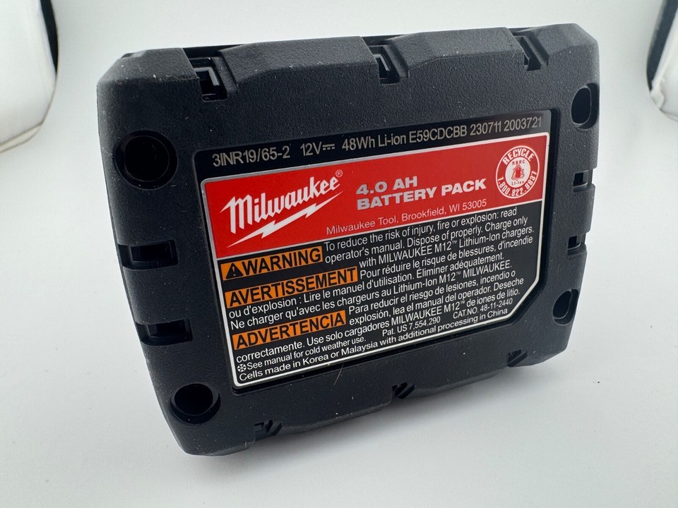 MILWAUKEE M12 [48-11-2440] 12V XC 4.0 AH RED LITHIUM CORDLESS TOOL ...