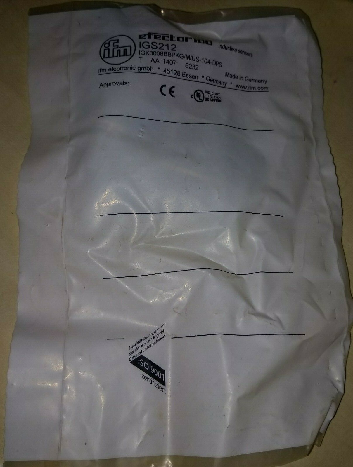 IFM IGK3008BBPKG/M/US-104-DPS Inductive Proximity Sensor 10-36VDC P/n ...