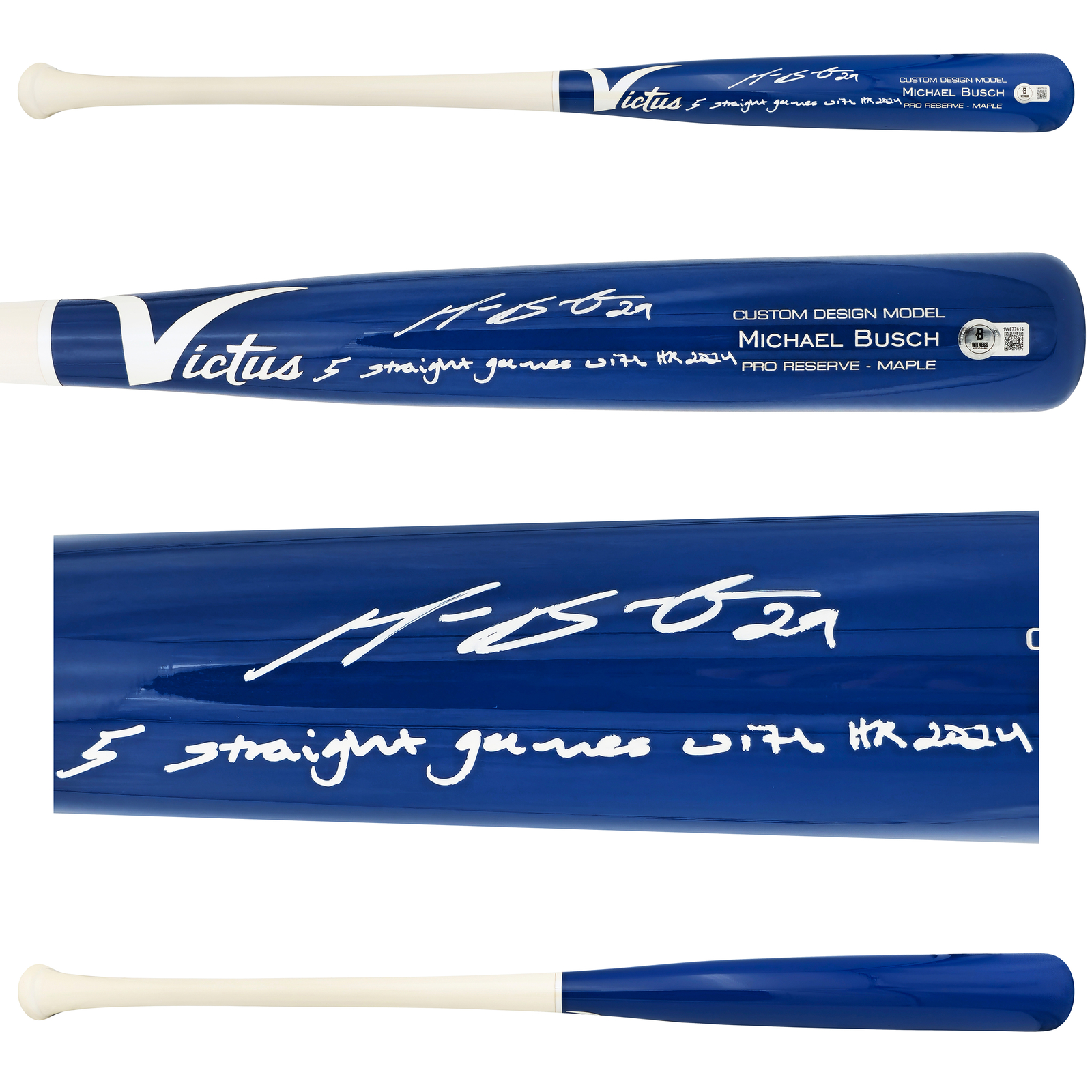 MICHAEL BUSCH AUTOGRAPHED VICTUS BAT CUBS 5 GAMES WITH HR 2024 BECKETT ...