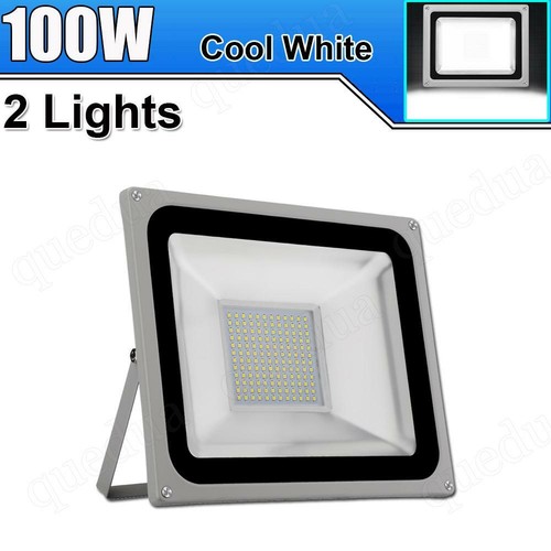 2Pcs 100W Watt Cool white Lights LED Flood Light Lamp Floodlight Garden ...