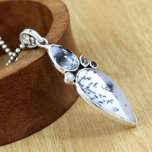 Gorgeous 925 Sterling Silver Dendritic Opal Pendant Jewelry Gift for ...
