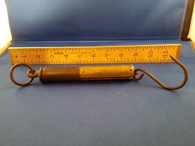 Vtg Antique Hanging Scale with Brass Numeric Plate | eBay