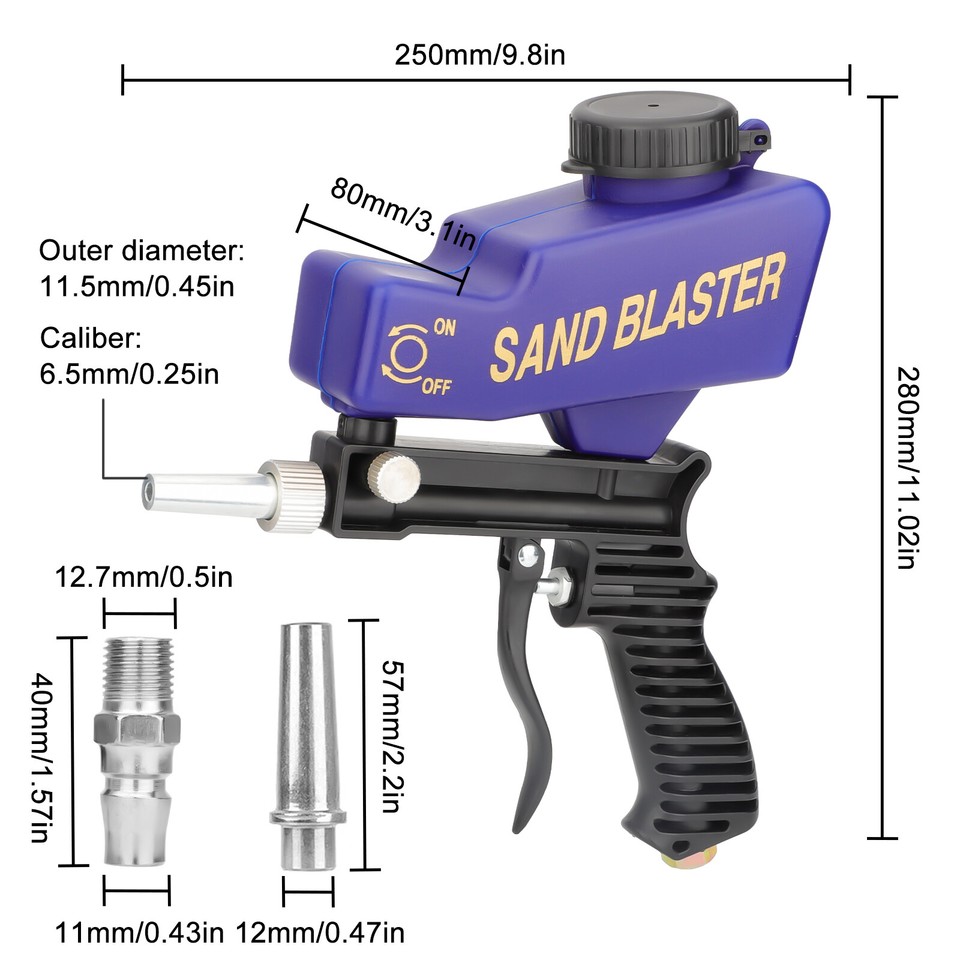 1/4" Portable Air Sandblasting Gun Hand Held Sand Blaster Paint Rust ...