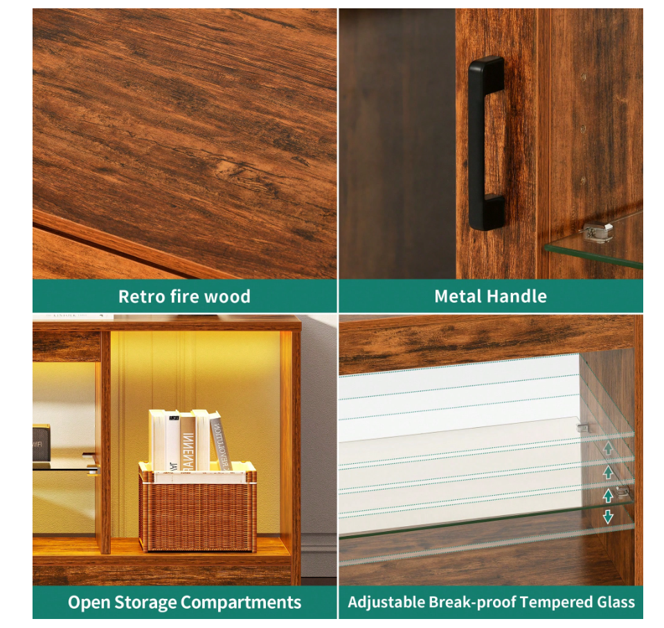 Modern TV Stand Cabinet Unit, 65 Inch TV Unit TV Table w/Shelves for ...