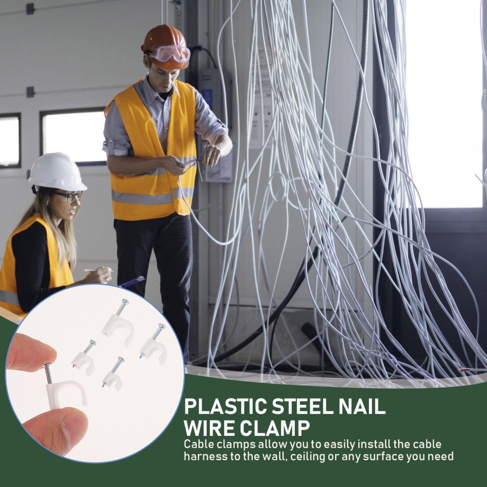 500 Pcs Cable Clip Nails Holders Phone Line Wire Fixed Buckle Steel ...