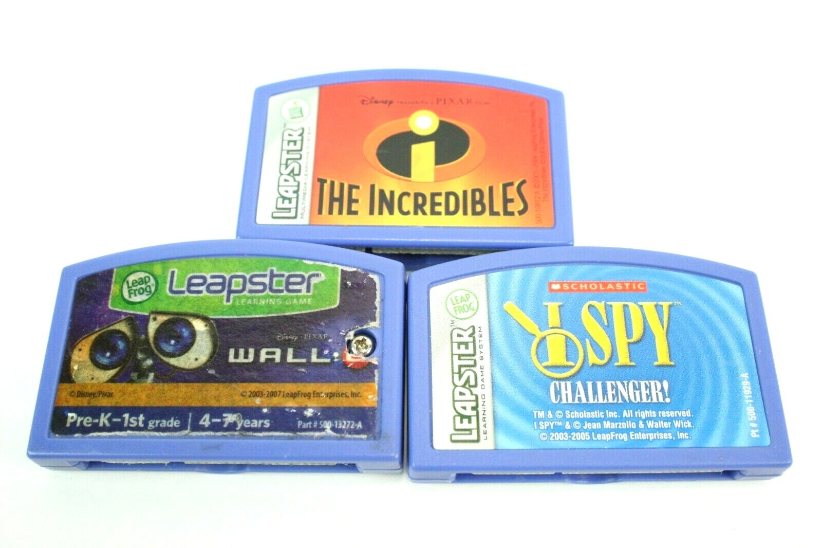 Lot of 3 Leapfrog Leapster Learning Game Cartridges Wall E, I Spy ...