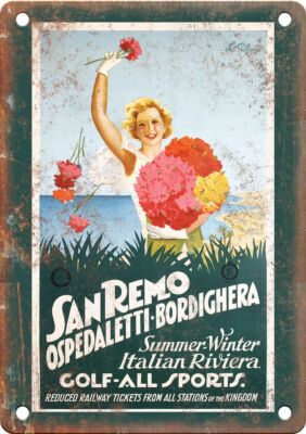 Metal Sign - Vintage San Remo Travel Poster - Retro Look Reproduction ...