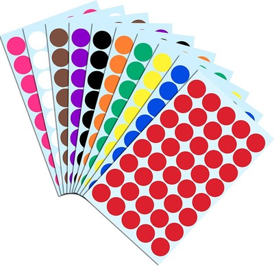 10mm Size Coloured 3000 Dot Stickers Round Sticky Dots Adhesive Circles ...