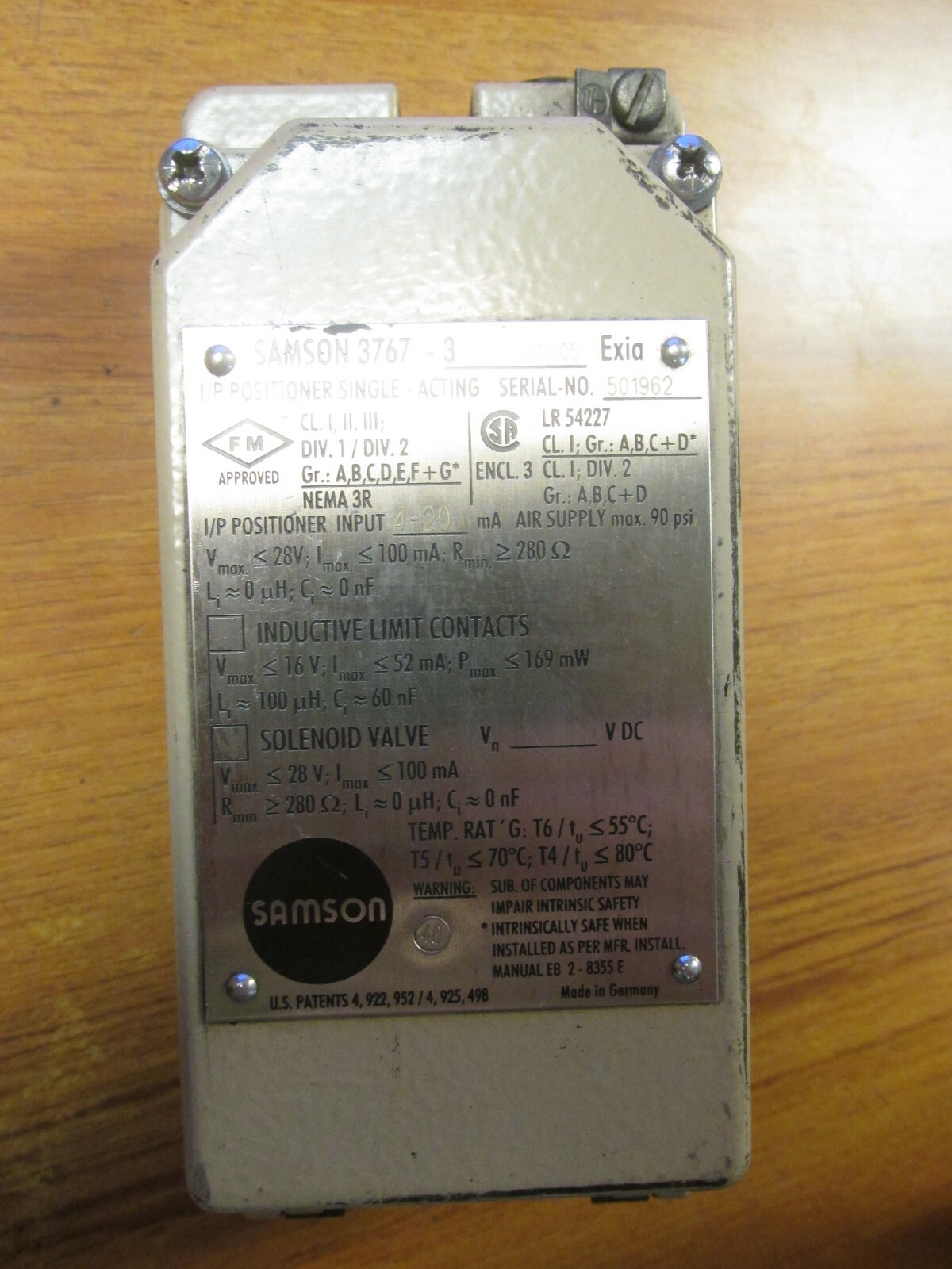 SAMSON AG 3767-3000X1X001.05 / 37673000X1X00105 ( TESTED CLEANED) for ...