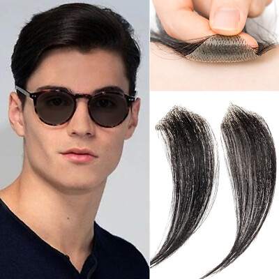 Men Temple Hair Patches Human Hair Pieces Skin Cover-Up Frontal ...
