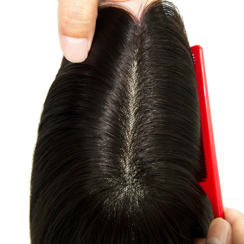 Women Topper Human Hair Fine Mono Top Pieces Human Remy Hair Straight ...