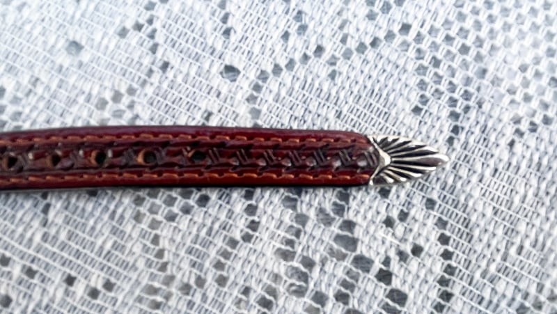 Western Red Leather Hand Stamped Basketweave HAT BAND W/Buckle 3/4 ...