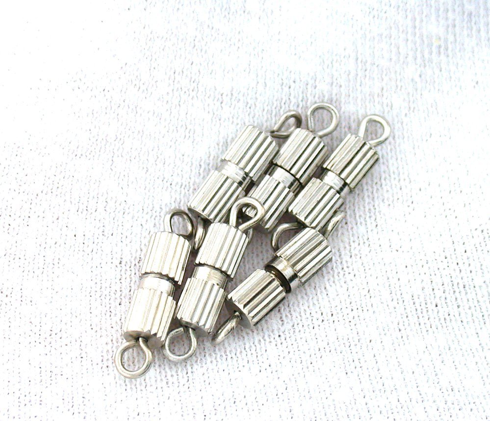 TWELVE VINTAGE 14mm x 3.5mm LASER LINED SILVER COLOR STEEL BARREL ...
