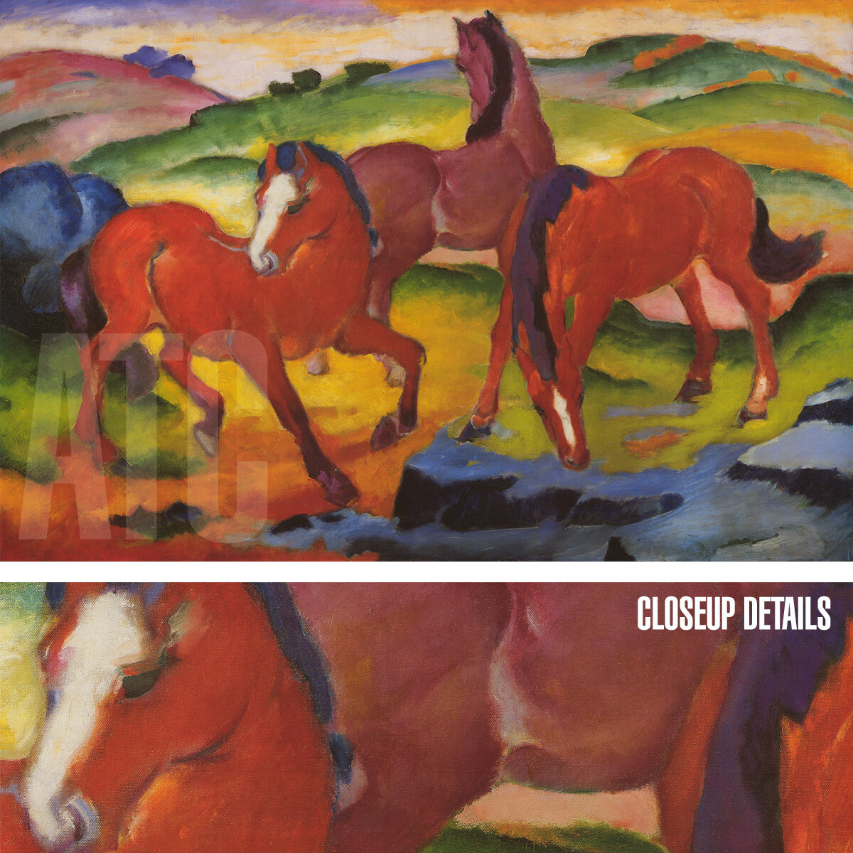 46W"x30H" GRAZING HORSES IV by FRANZ MARC - STALLION BRONCOS - CHOICES ...