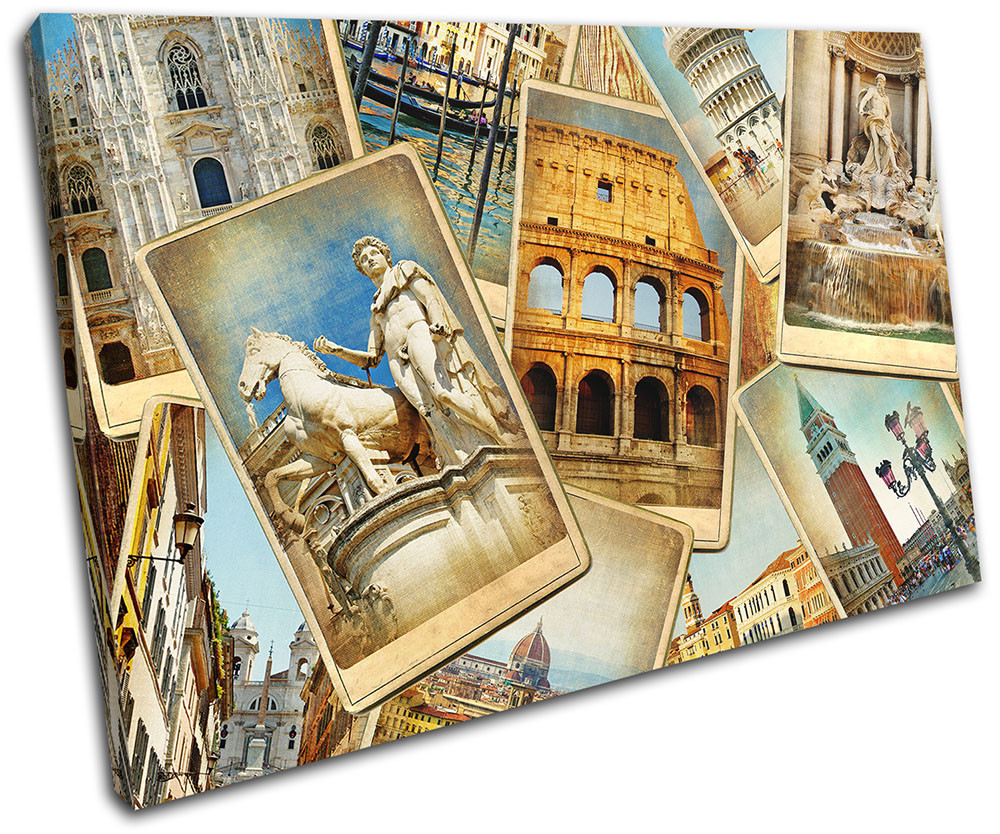 Italy Collage Montage Photographs Vintage SINGLE CANVAS WALL ART ...