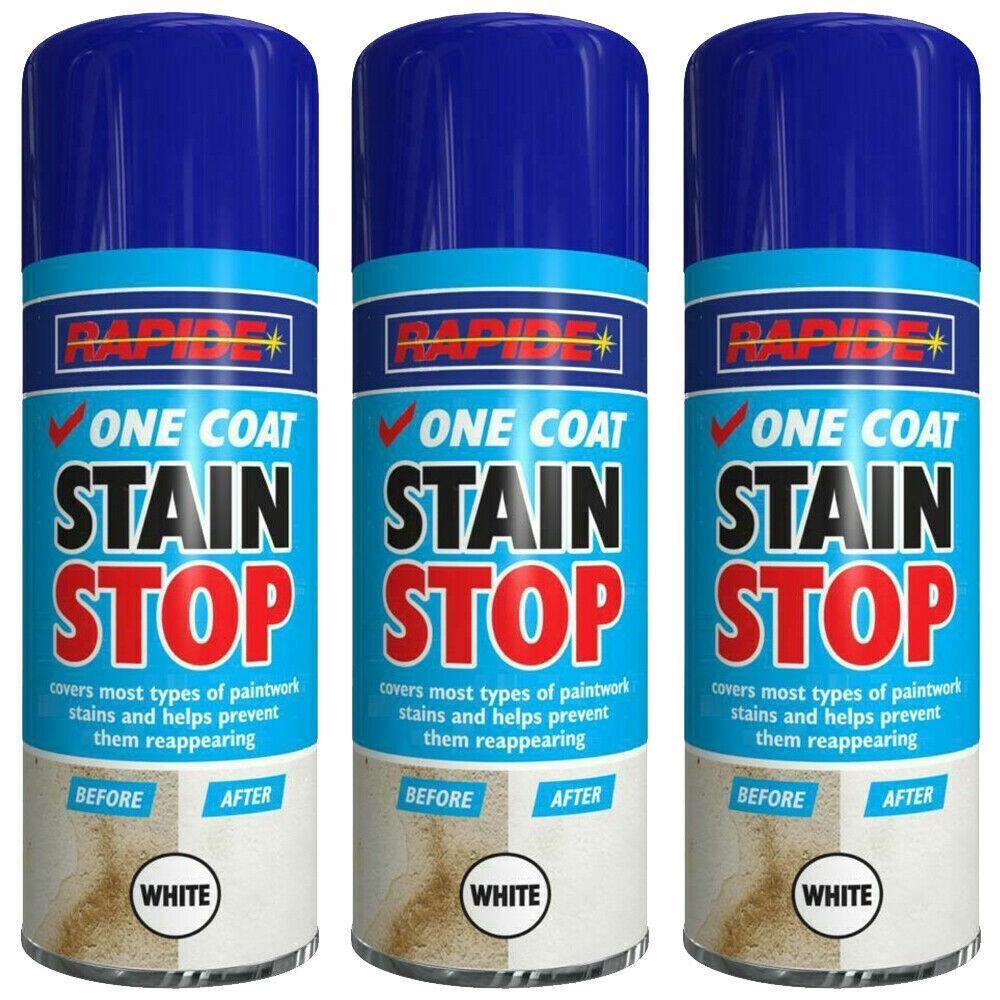 6 X 400ML STAIN STOP ONE COAT PAINT SPRAY BLOCKER AEROSOL DAMP MOULD ...