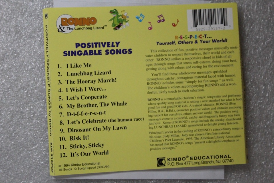 Positively Singable Songs by Ronno (CD, 1994, Kimbo Educational ...