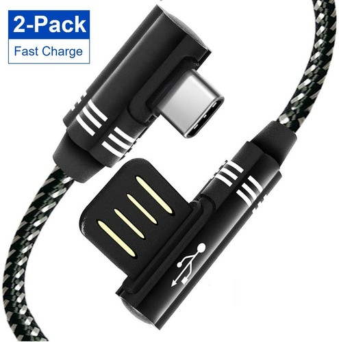 2 Pack USB-C Right Angle Fast Chargers High Speed Cables Heavy Duty ...