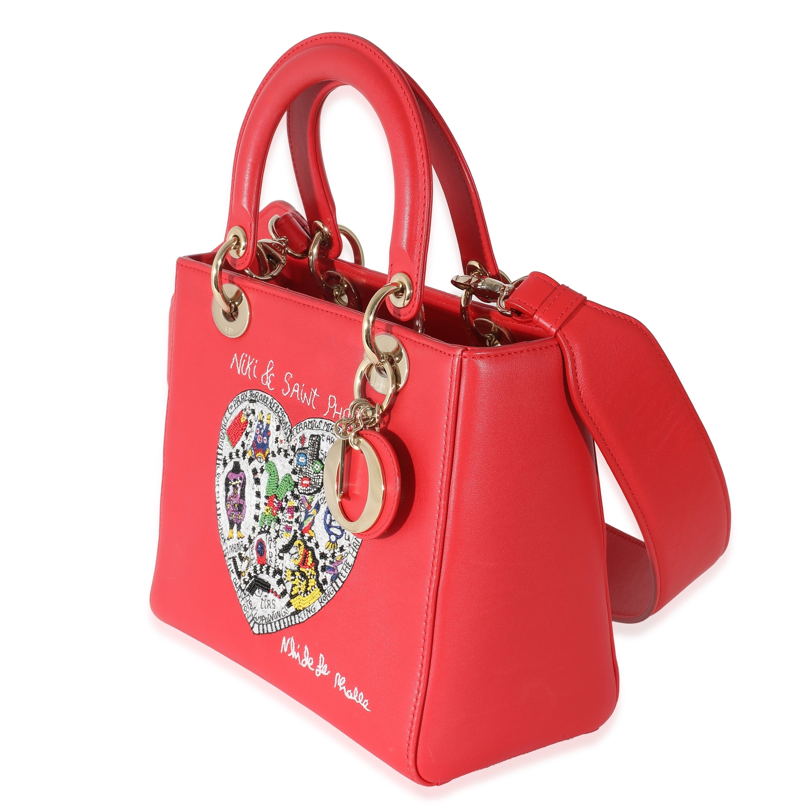 CHRISTIAN DIOR Red Supple Calfskin Niki de Saint Phalle Medium Lady ...