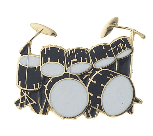 Double Bass Drum Kit Pin Badge Brooch Black Music Present Lapel Drums ...