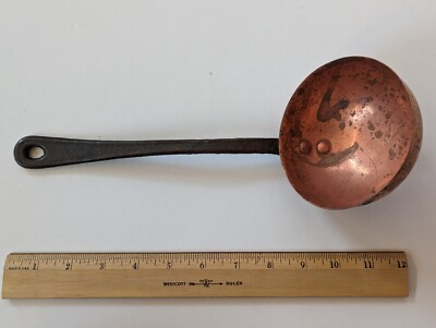 Antique Handmade Copper Ladle Hand Hammered With Cast Iron Handle ...